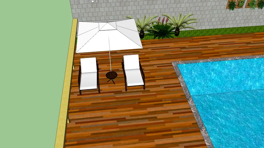 Piscina com Deck 3d model