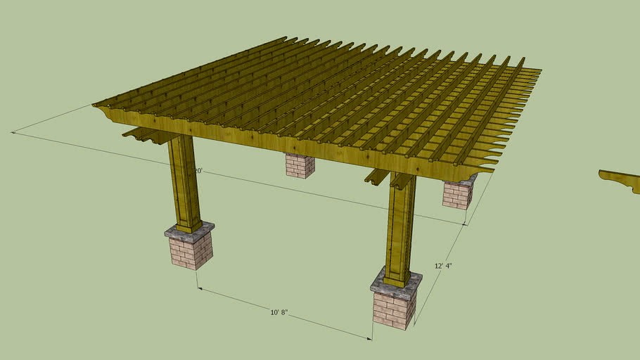 20' Large Garden Trellis Pergola 3d model