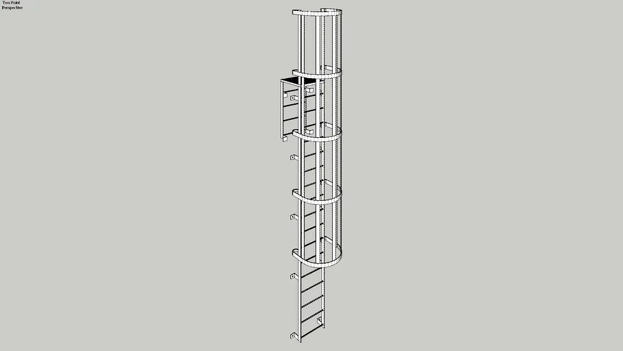 Tubular ladder - high poly 3d model