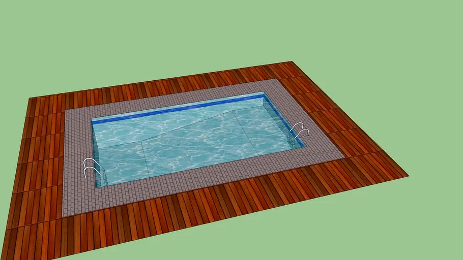 Piscina com deck 3d model