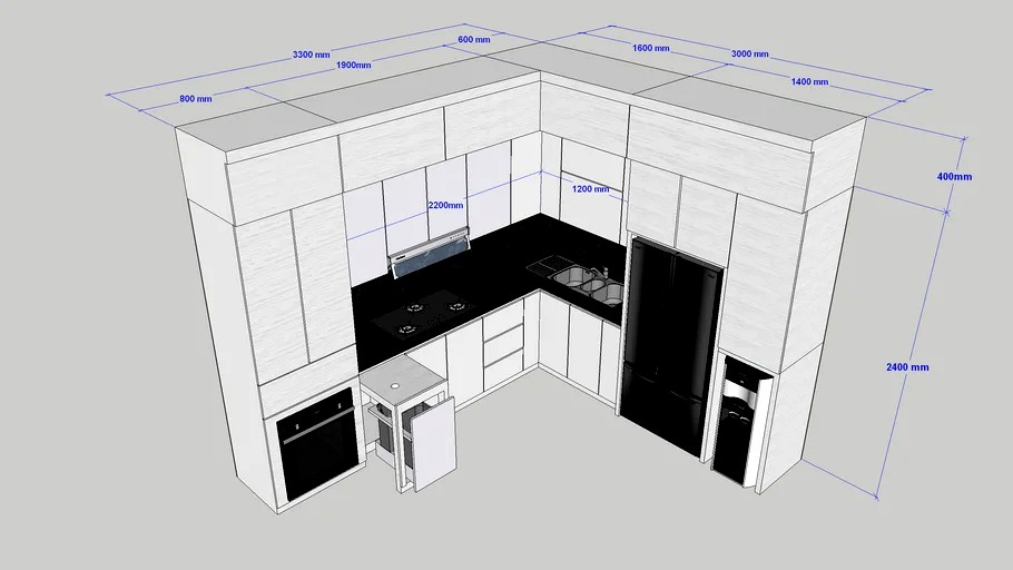 Kitchen Set BW 3d model