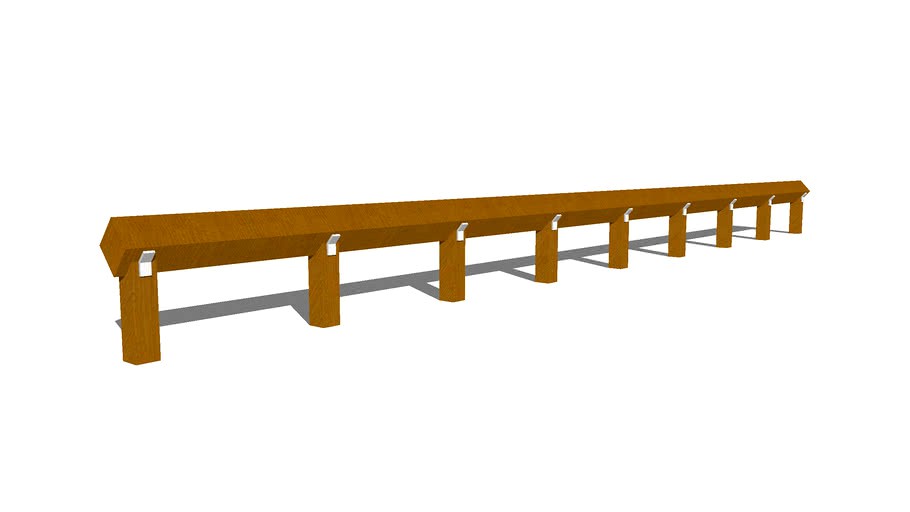 Wooden Barrier/Knee-Rail 3d model