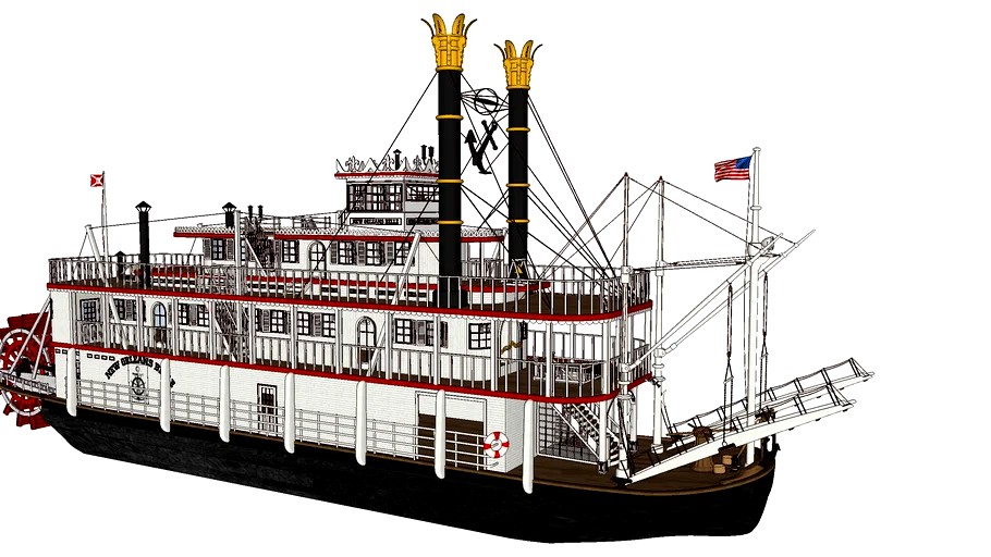 Stern-Wheel Paddle Steamer 3d model
