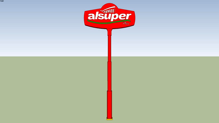 Letrero de Alsuper con logotipo nuevo 3d model