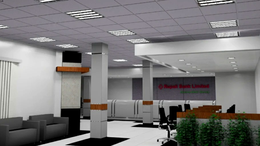 bank interior 3d model