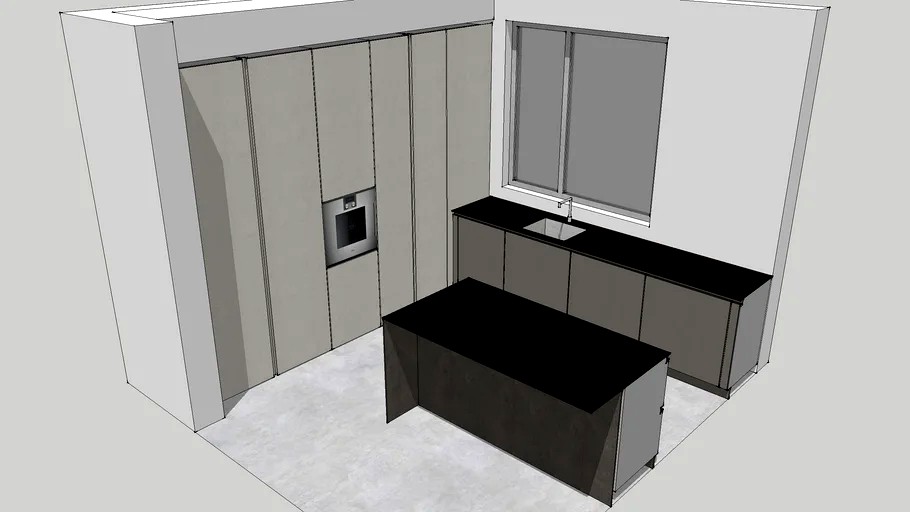 L shaped kitchen with Island 3d model