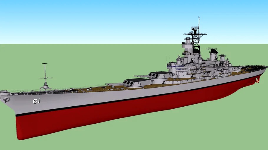 USS iowa class battleship 80s version 3d model