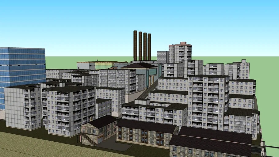 LOW POLY Town Map (unfinished) 3d model