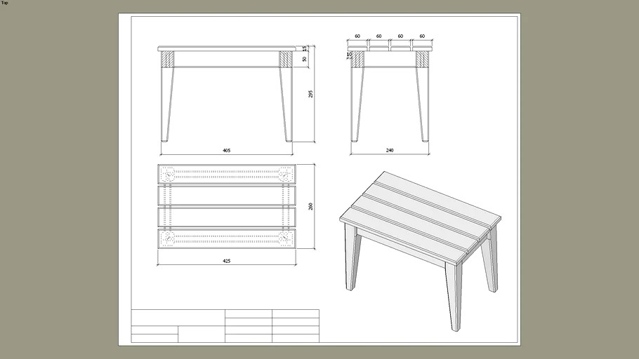 Simple technical drawing of stool 3d model