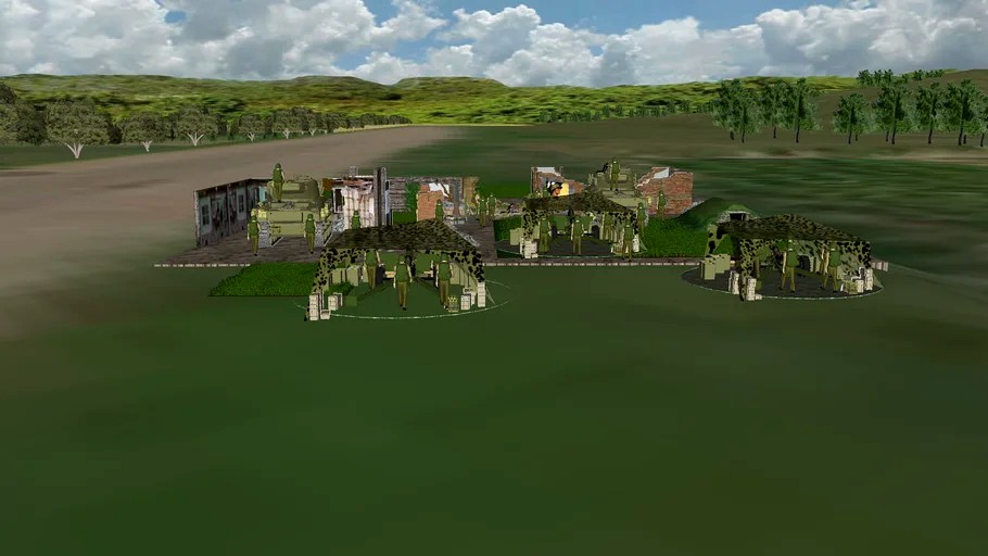 ww2 US ARMY ARTILERY OUTPOST DIORAMA 3d model