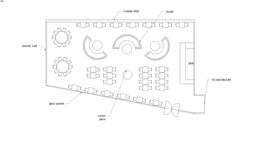 Cafe Floor Plan Layout 3d model