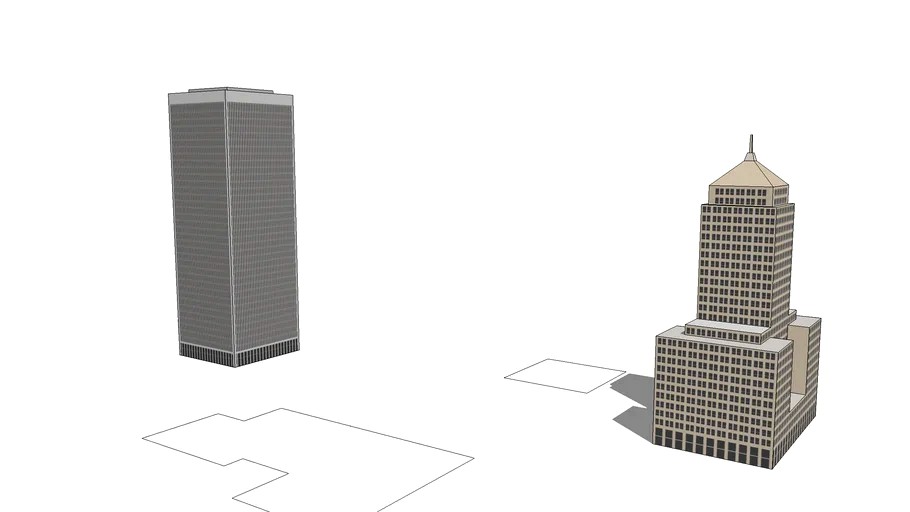 Terminal tower building and Century plaza tower 3d model