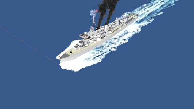 ww2 us american navy DESTROYER USS DD Johnson 3d model