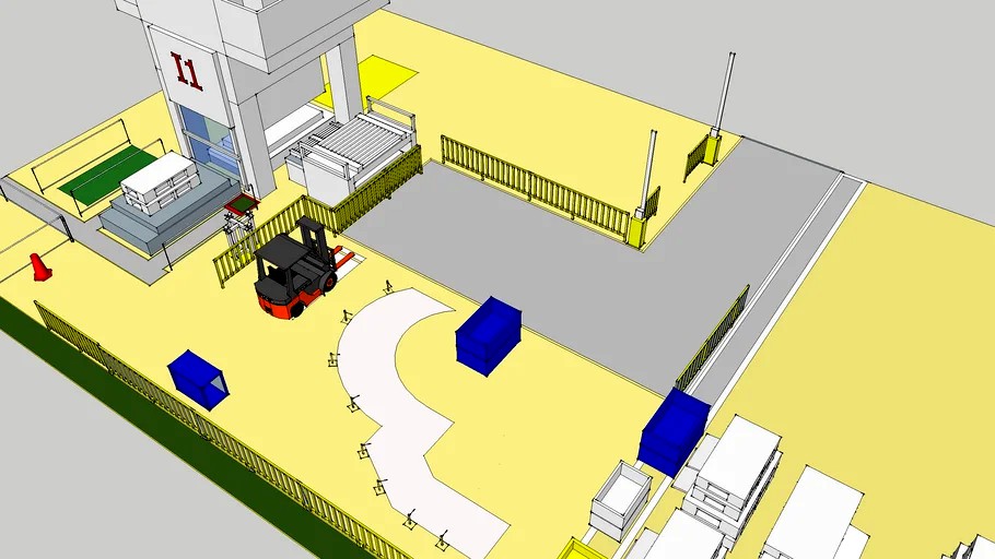 layout safety dojo forklift 3d model
