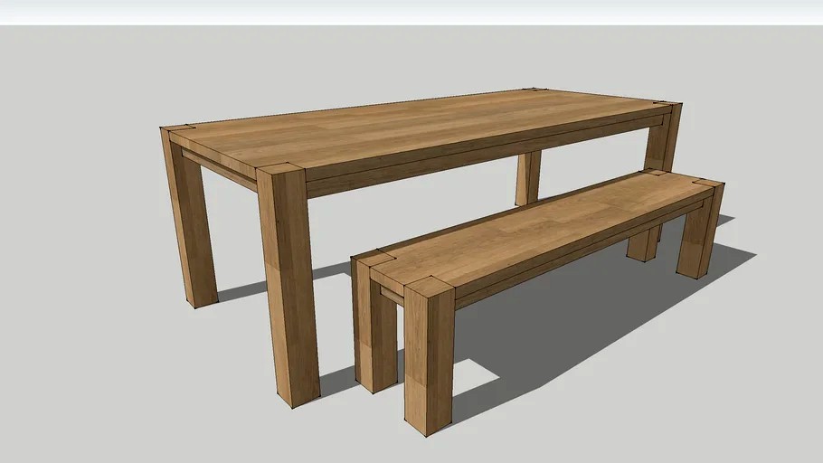 Crate & Barrel Big Sur Table & Bench 3d model