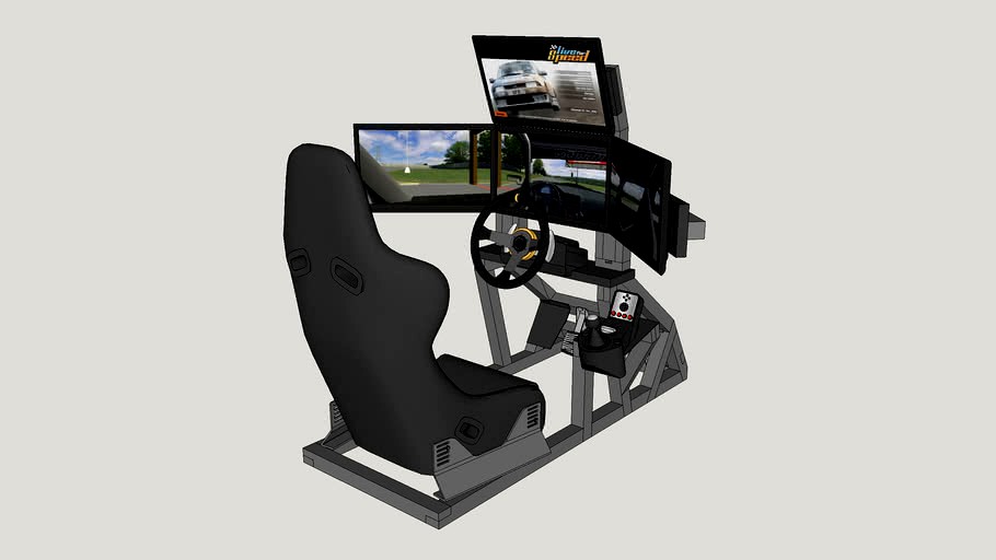 Simracing cocpit with triple screen 3d model