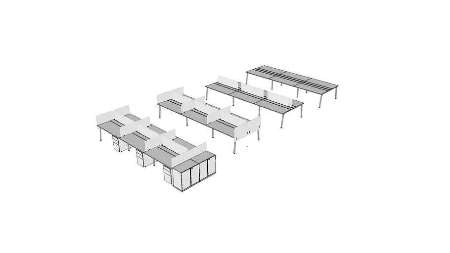 Haworth Workstation Bench 3d model