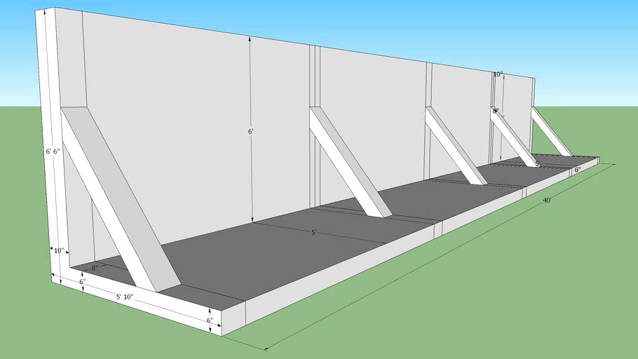 Dinding simen penyekat tanah 3d model