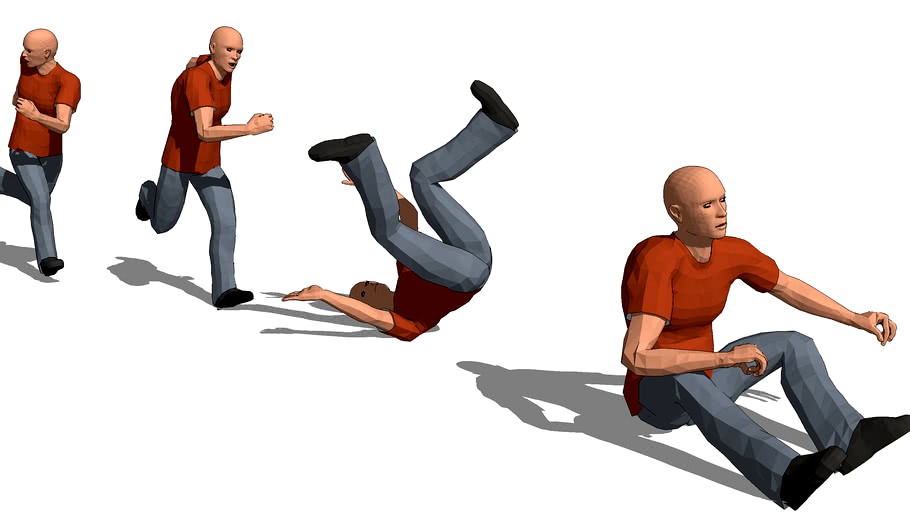 man running for his life and falling 3d model