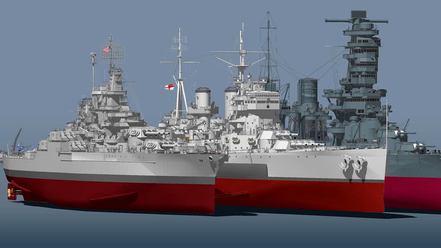 79; Three World War II Battleships 3d model