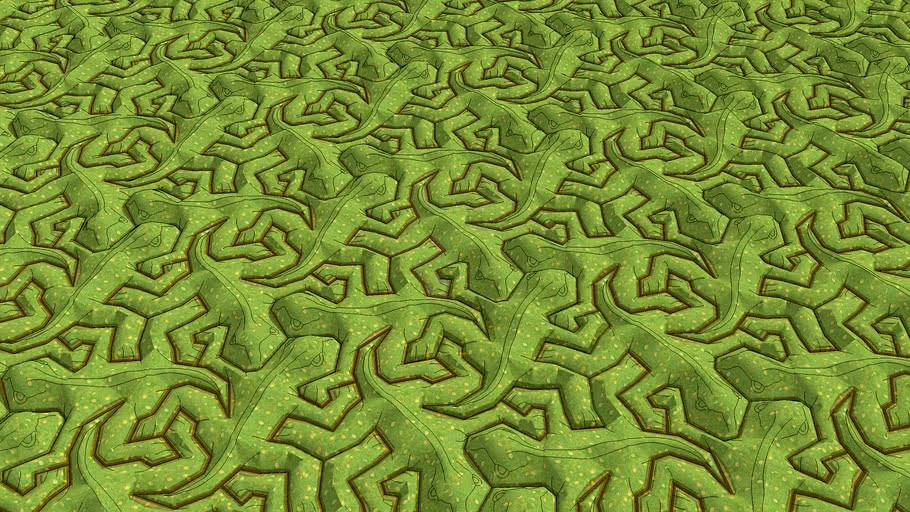 Escher lizard tile 3d model