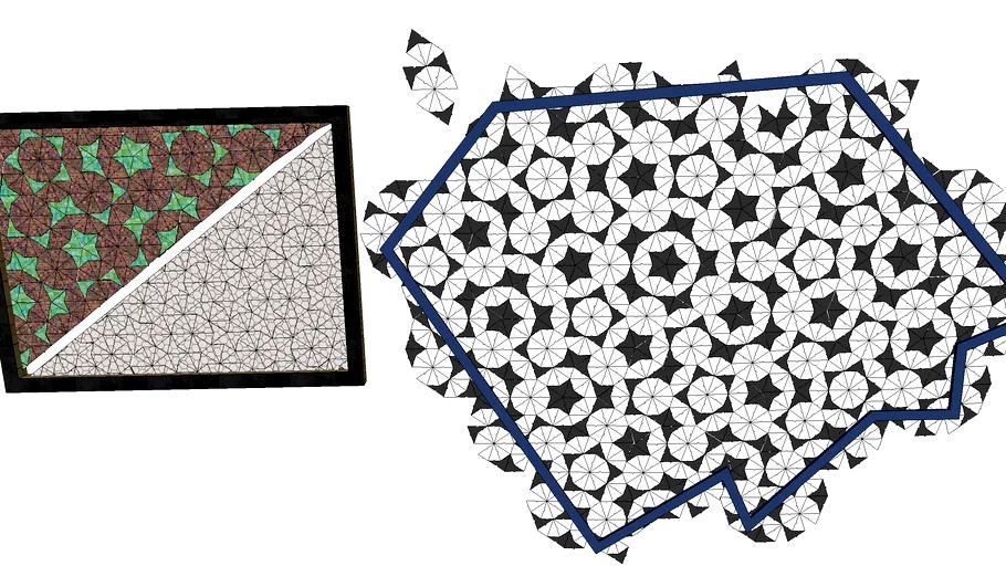 Tessellations Islamic compared to Penrose. 3d model