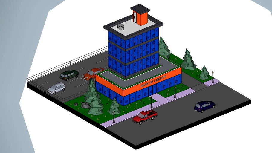 Isometric Bank Model 3d