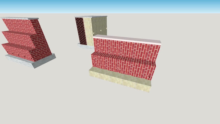 3 Types of Brick Retaining Walls 3d model