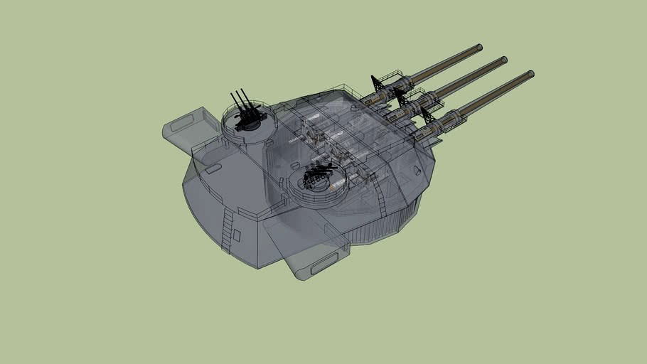WW2 YAMATO CLASS BATTLESHIP TURRET 3d model
