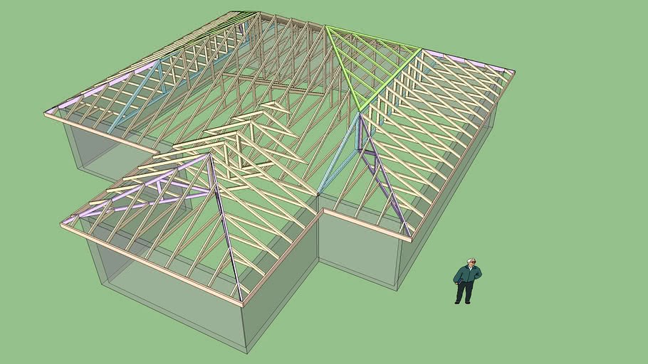 Complex Truss Hip Roof 3d model