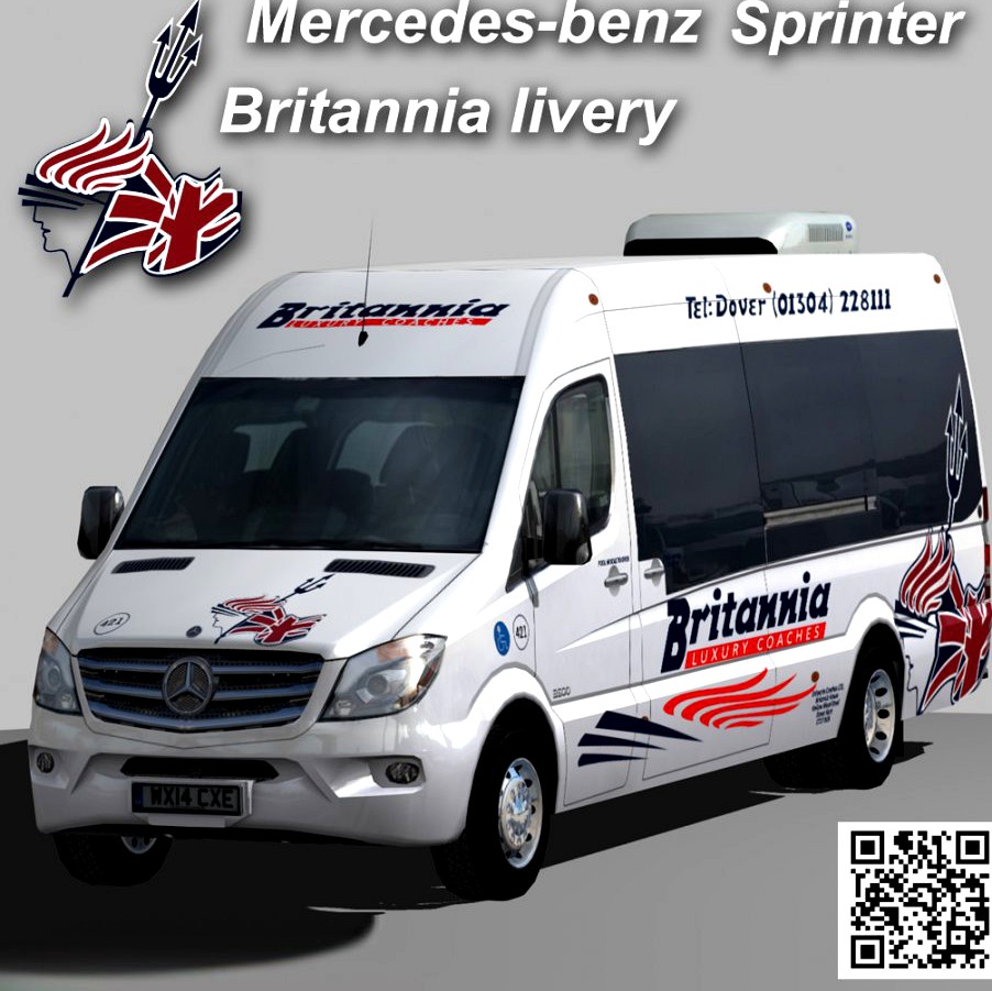 Mercedes Sprinter Britannia Coaches minibus wide windows3d model