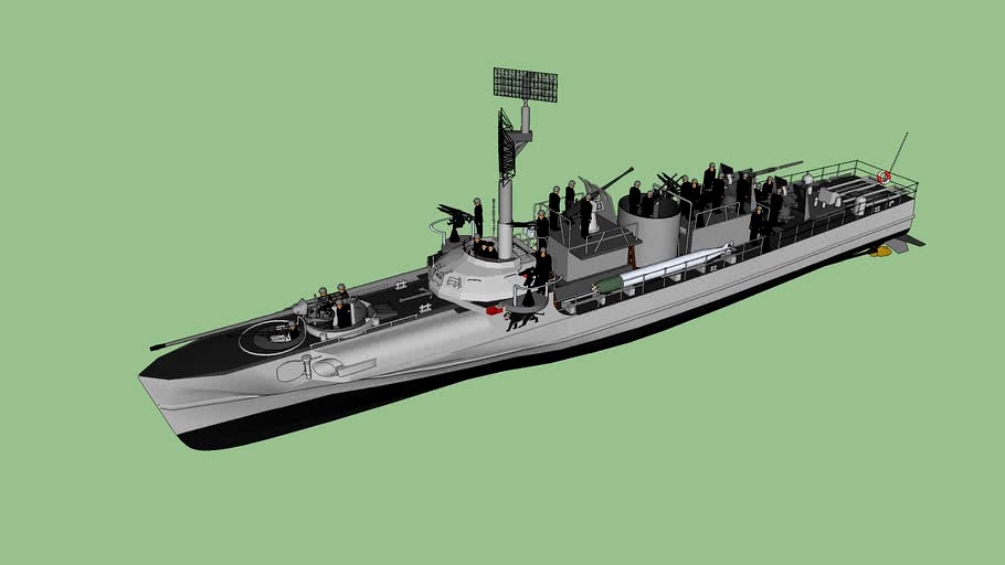 WW2 1944 GERMAN FAST ATTACK TORPEDO BOAT 3d model