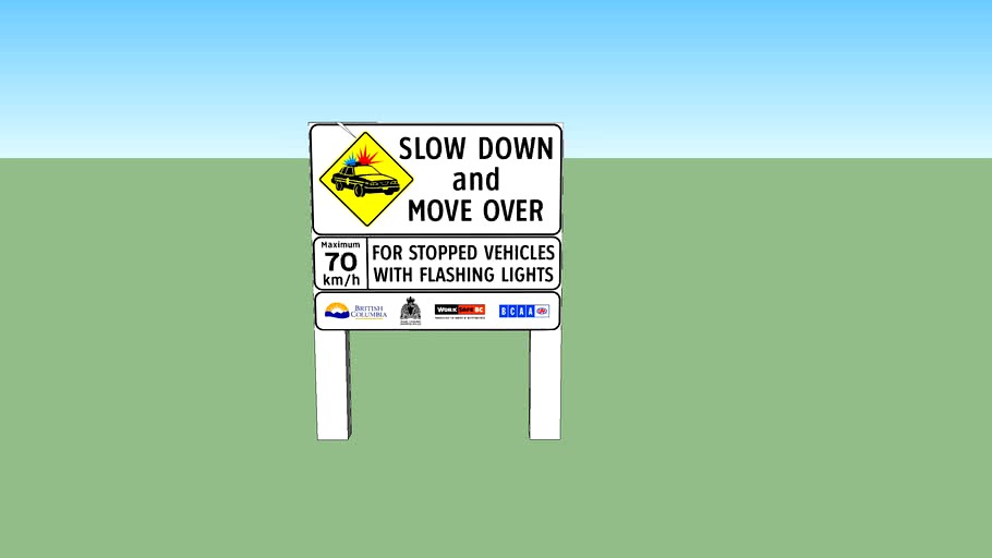 British Columbia 'Slow Down, Move Over' Sign 3d model