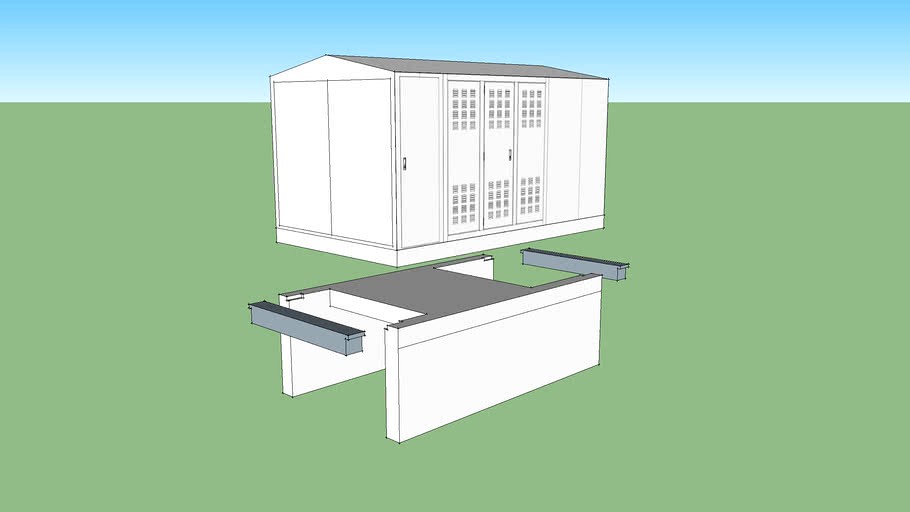 Kiosk Padmount Transformer with Concrete Slab 3d model