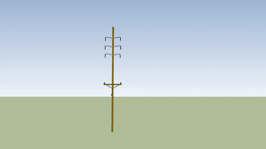 Wooden Utility Pole 3d model