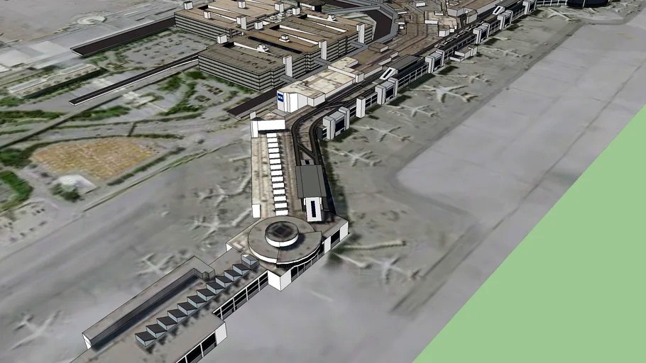 Miami International Airport parking ramp and Terminals D and E 3d model