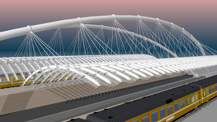 Suspended Translucent Train Station Canopy-16.08.17 3d model