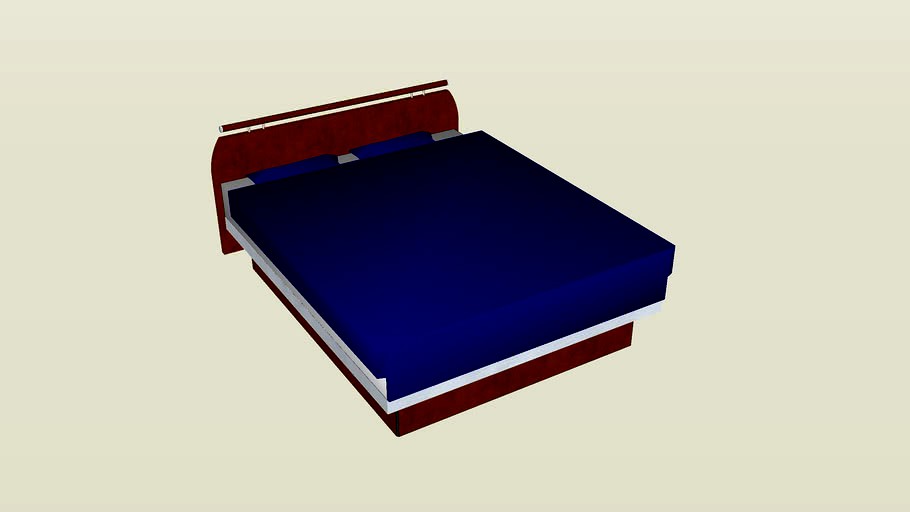 Groot 2-persoons waterbed met kersen ombouw 3d model