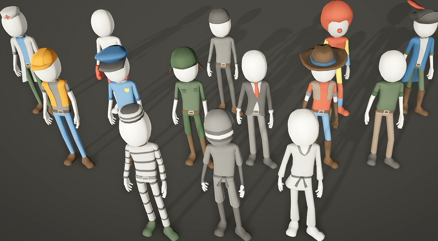 Hyper-Casual Characters with Skins 3d model