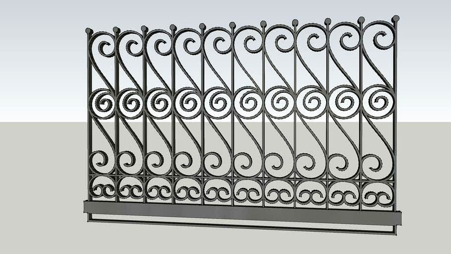 7.Curved Balcony railing 3d model