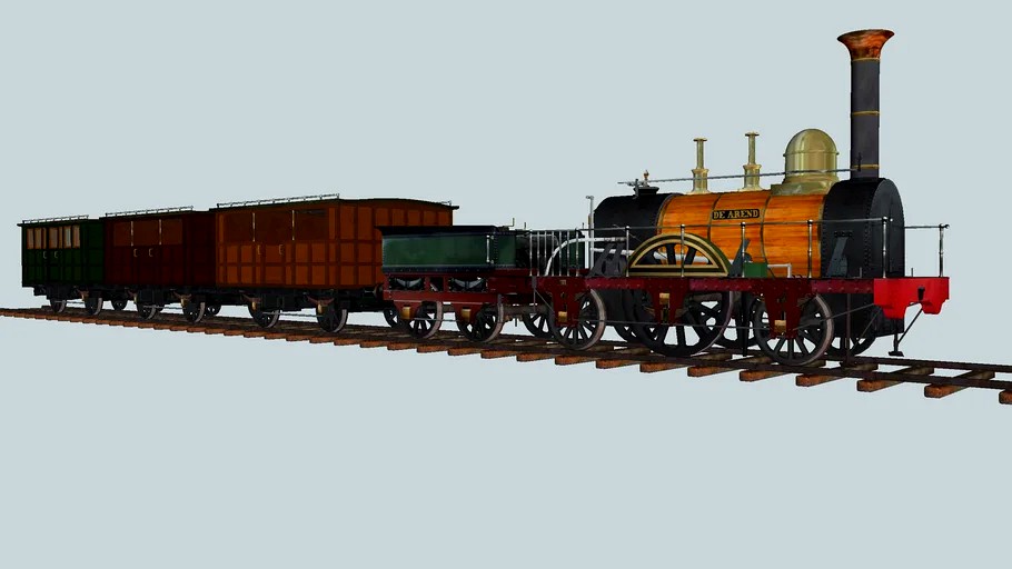 Train 'Arend' First Dutch steam locomotive 3d model