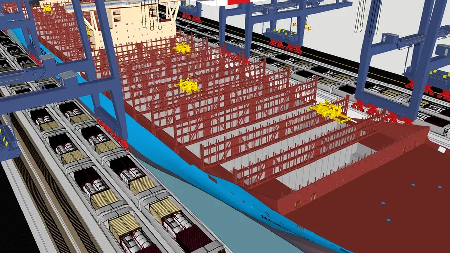 ship to shore transshipment hub 3d model