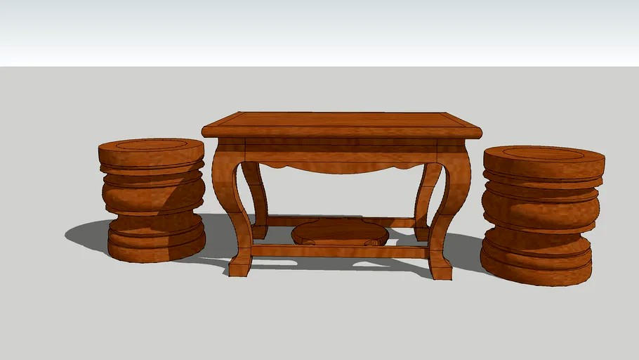 Table Chair ( khmer ) 3d model