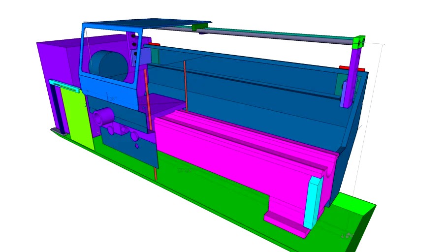 Lathe 12' with Chip & Drip Deflectors 3d model