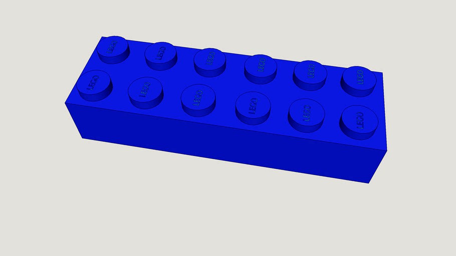 2x6 Lego Brick 3d model