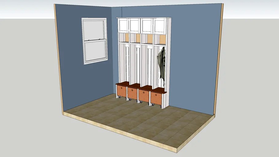 Mudroom Cubbies recessed between studs 3d model