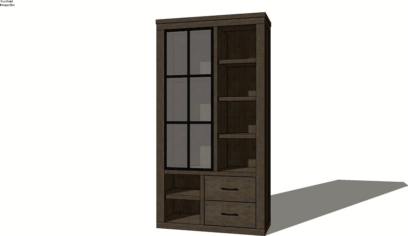 Giethoorn vitrinekast, linksdraaiend GK2C 3d model