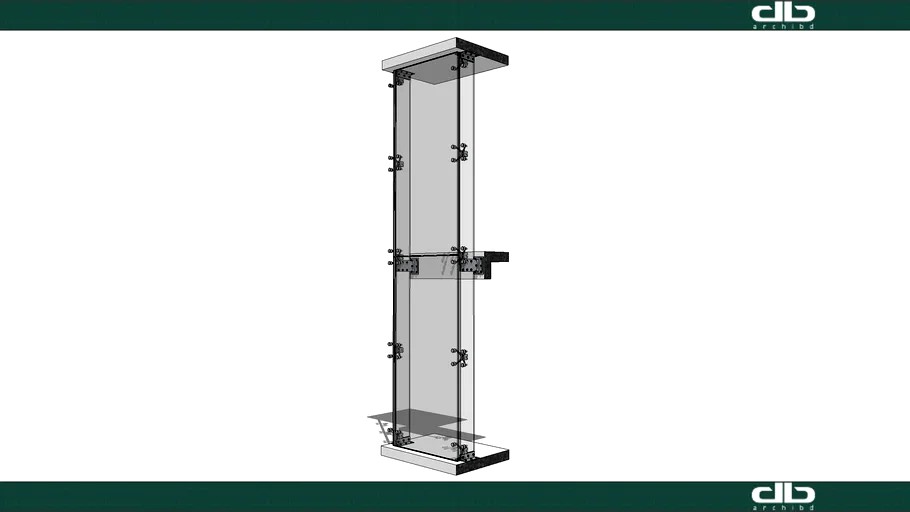 Spider Glass Bracket_Two Layer Glass_Joint With Glass Strip_archibd 3d ...