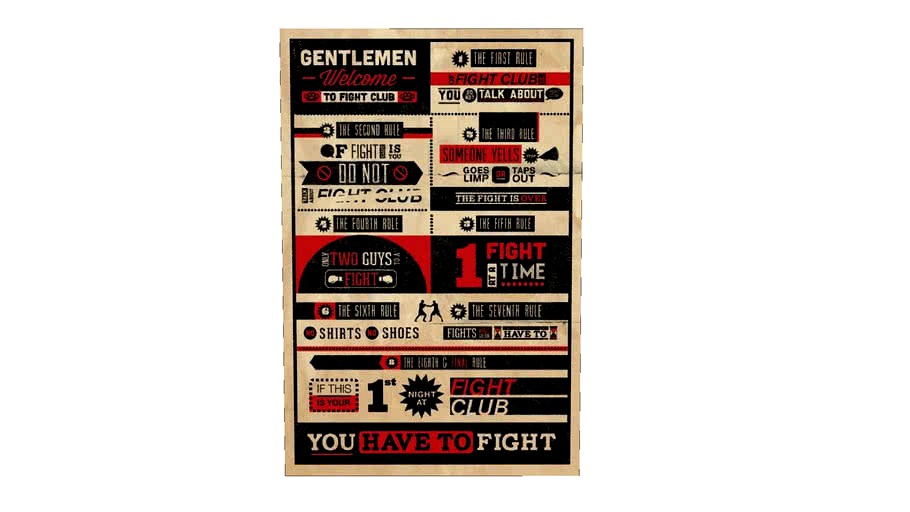 Fight Club Rules Poster 3d model