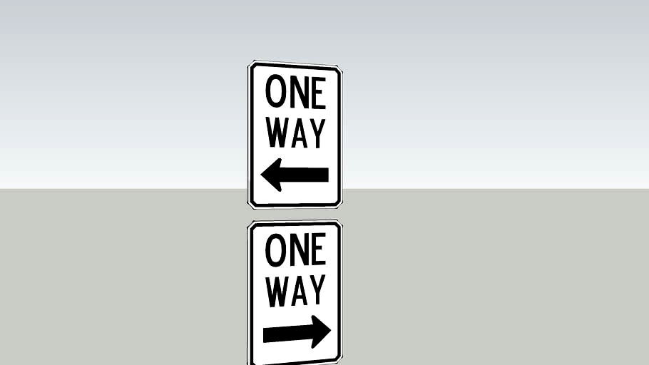 One way signs 3d model
